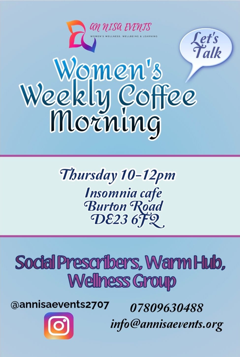 Women's Weekly Coffee Morning with An Nisa Events | Community Action Derby
